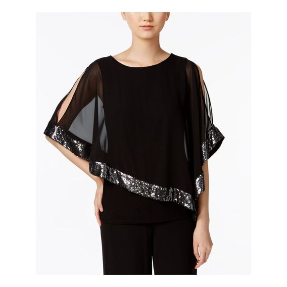MSK PETITES | Tops | Msk Petites Womens Black Asymmetrical Capelet ...
